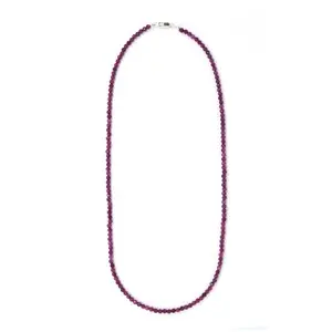 Shar Oke Dainty Natural Ruby Necklace - Pink/silver