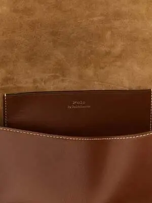 Polo Ralph Lauren Bellport Clutch In Smooth Leather With Removable Handle