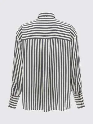Brunello Cucinelli Long-sleeved Striped Silk Shirt With A Classic Collar