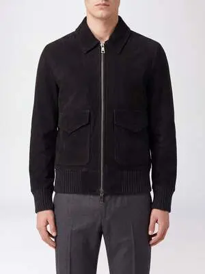 GIORGIO BRATO Lambskin Leather Shirt Jacket With Zip Closure - Black