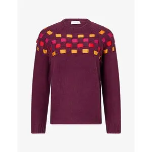 Gabriela Hearst Stein Ribbon Wool-blend Jumper - Bordeaux/multi