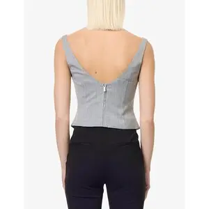 ST. AGNI Scoop-neck Draped Bodice Wool-blend Top