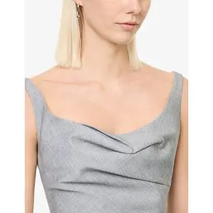 ST. AGNI Scoop-neck Draped Bodice Wool-blend Top