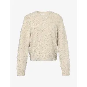 FRAME The Tinsel Crew Neck Knitted Sweater - Cream Multi