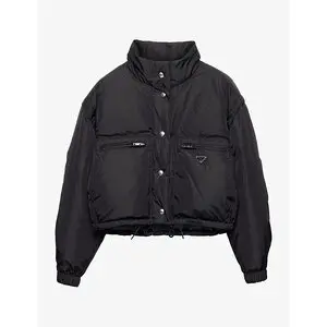 Prada Cropped Relaxed-fit Nylon Down Jacket - Black