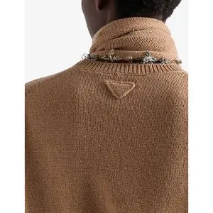 Prada Embroidered-scarf Short-sleeve Cashmere Jumper