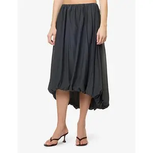 ST. AGNI Balloon Low-rise Silk-blend Midi Skirt