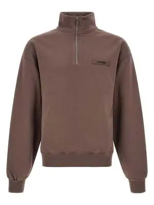 Jacquemus Cotton-fleece High-neck Half-zip Sweatshirt "le Camionneur Gros-grain - Brown