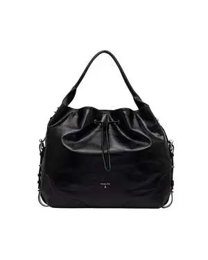 Patrizia Pepe Leather Hobo Shoulder Bag - Nero