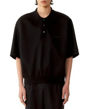 LANVIN Loose-fit Double-face Jersey Polo Shirt - Black/navy Blue