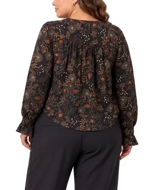 LIVERPOOL Gathered Button Front Blouse