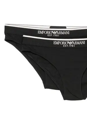 Emporio Armani Logo Briefs 2 Pack - Black