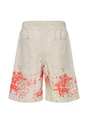 Comme Des Garçons Paint-splatter Elasticated Shorts - Neutrals