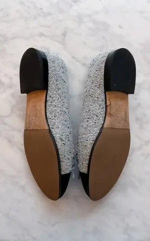 DEAR CLEMENTINE VINTAGE Chanel Grey Tweed & Black Cc Ballet Flats