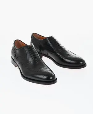 Santoni Brogue-detail Leather Derby Shoes