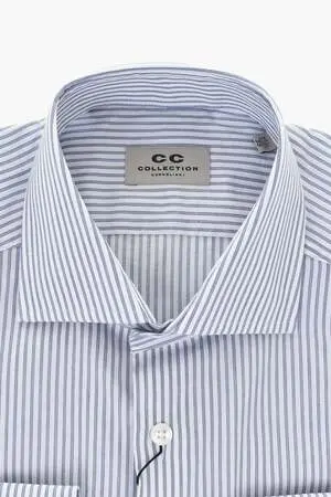 Corneliani Awning-stripe French-collar Shirt