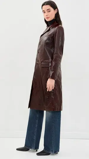 FRAME The Veda Leather Trench Coat