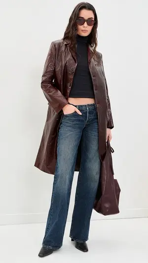 FRAME The Veda Leather Trench Coat