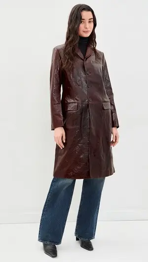 FRAME The Veda Leather Trench Coat