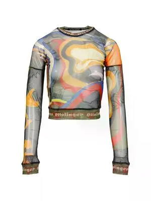 Ottolinger Abstract-print Mesh T-shirt - Multicolour