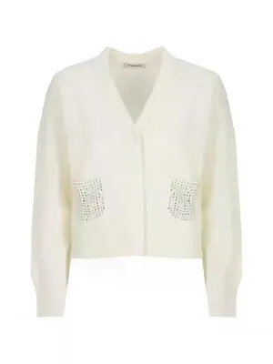KANGRA Crystal-embellished V-neck Cardigan - Neutrals