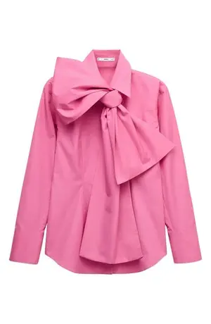 Mango Maxi Bow Cotton Poplin Shirt