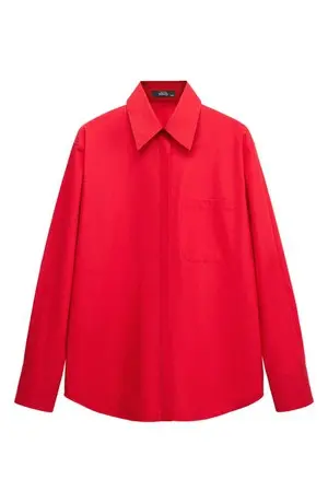 Mango Straight Fit Cotton Poplin Shirt