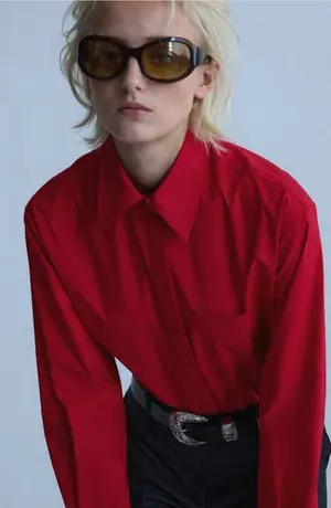 Mango Straight Fit Cotton Poplin Shirt