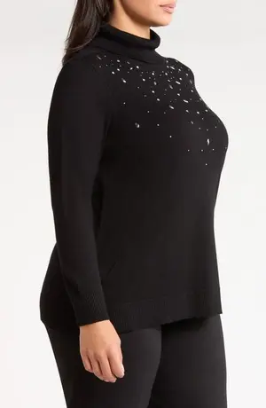Jones New York Embellished Turtleneck Sweater