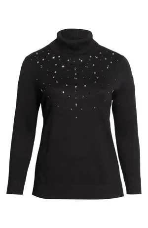 Jones New York Embellished Turtleneck Sweater