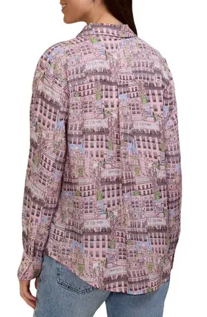 Foxcroft Margie City Of Paris Print Button Shirt