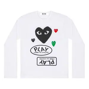 Play Comme Des Garcon Fw25 Multi Logo Long Sleeve T-shirt - White