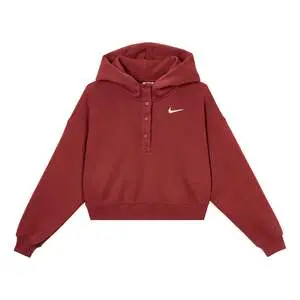 Nike Phoenix Fleece Over-oversized Cropped Henley Hoodie - Red