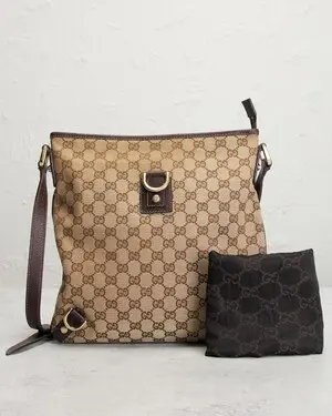 FWRD RENEW Gucci Abbey Flat Messenger Bag - Brown