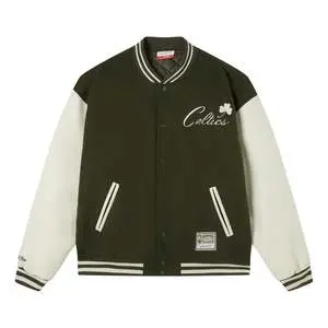Mitchell & Ness New Vintage Boston Celtics Bomber Jacket Asia Sizing - Olive