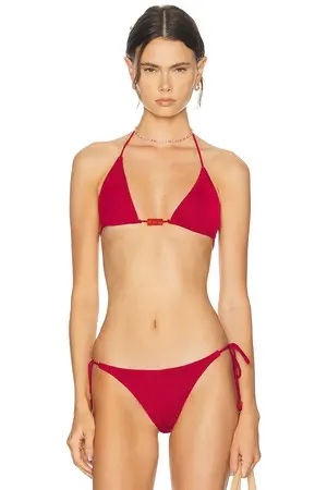 Bond Eye Beaded Ingrid Triangle Bikini Top - Wine