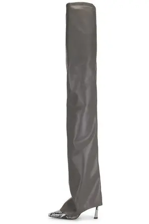 Attico Robin Otk Thigh High 95mm Boots - Grey