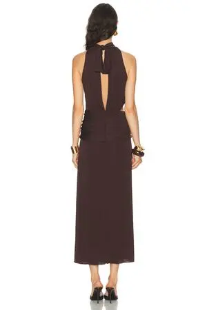 Johanna Ortiz Jersey Retro Drape Maxi Dress - Chocolate