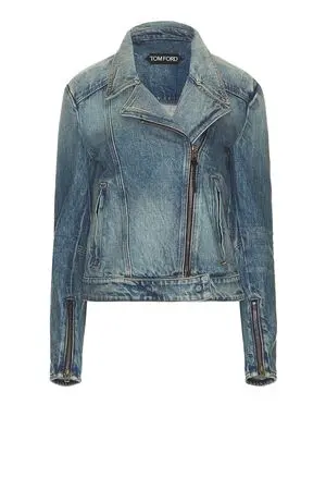 TOM FORD Stonewashed Biker Jacket - Denim