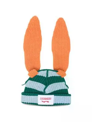 CHARLES JEFFREY Striped Rabbit-ear Beanie Hat