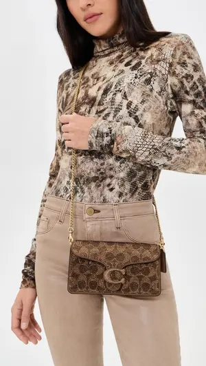 COACH Crystal Signature Suede Tabby Chain Crossbody 19