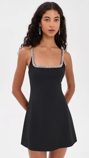 Alice + Olivia Julia Embellished Trim Scoop Neck Mini Dress