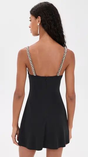 Alice + Olivia Julia Embellished Trim Scoop Neck Mini Dress
