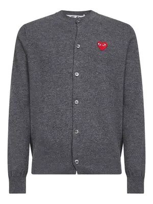 Play Comme Des Garcon Wool Cardigan - Grey