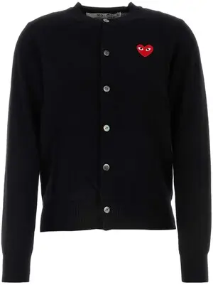 Play Comme Des Garcon Wool Cardigan - Black