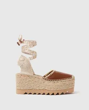 Stella McCartney Gaia Wedge Sandals - Tan