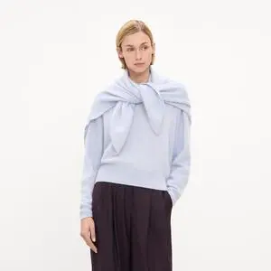 Theory Brushed Triangle Scarf In Brushed Wool-cashmere - Cool Fog