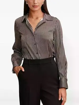 EVER NEW Harvey Stripe-print Notched-collar Shirt - Brown