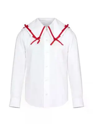 Comme Des Garçons Bow-embellished Sailor-collar Shirt - White