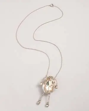 Alexis Bittar Antique 1920s Sterling & Paste Crystal Austrian Necklace - Silver